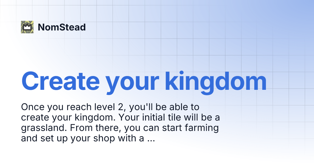 Create your kingdom | NomStead